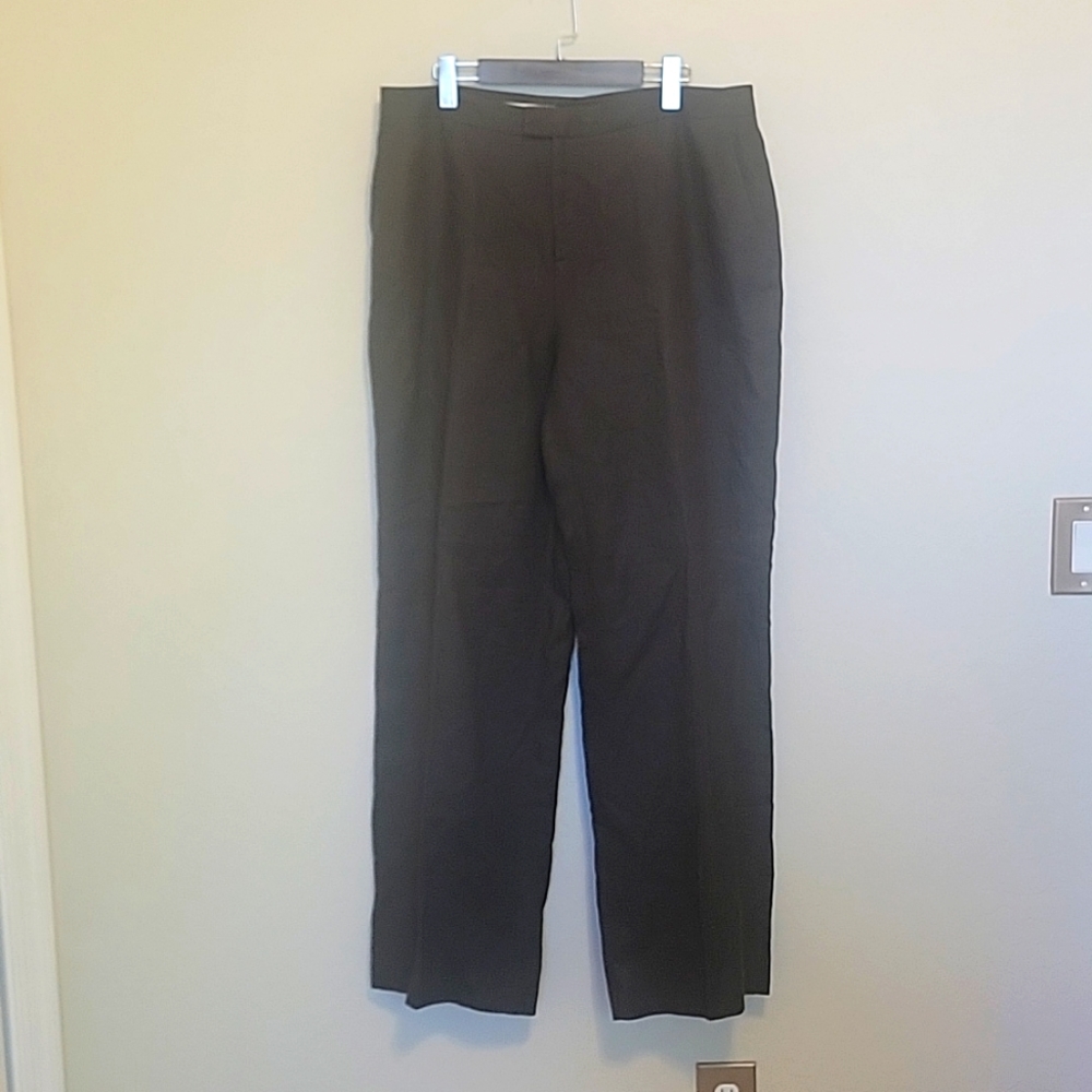 Ellen Tracy Chocolate Brown Linen High Waist Flat Fro… - Gem